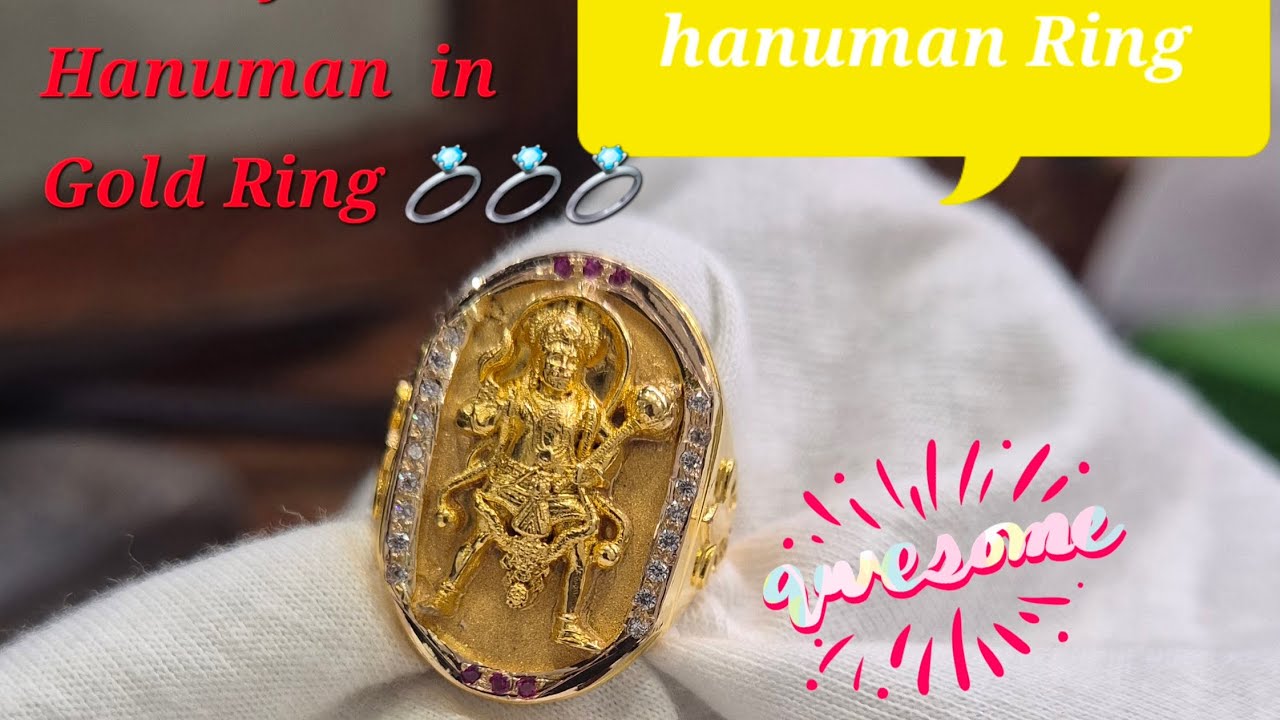 Lord Hanuman in gold Gold Ring #gold Jewellery designs - YouTube