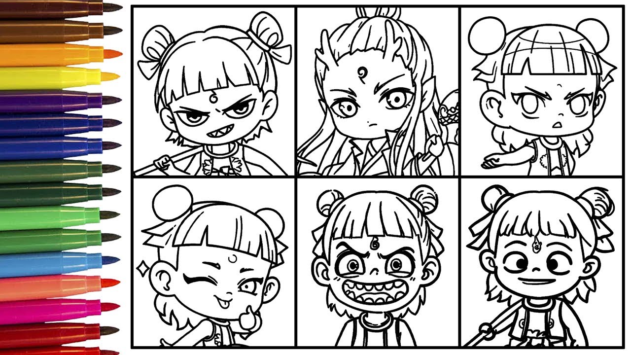 Drawing Cute Nezha Characters | Step by Step Drawing | Fun Coloring for ...