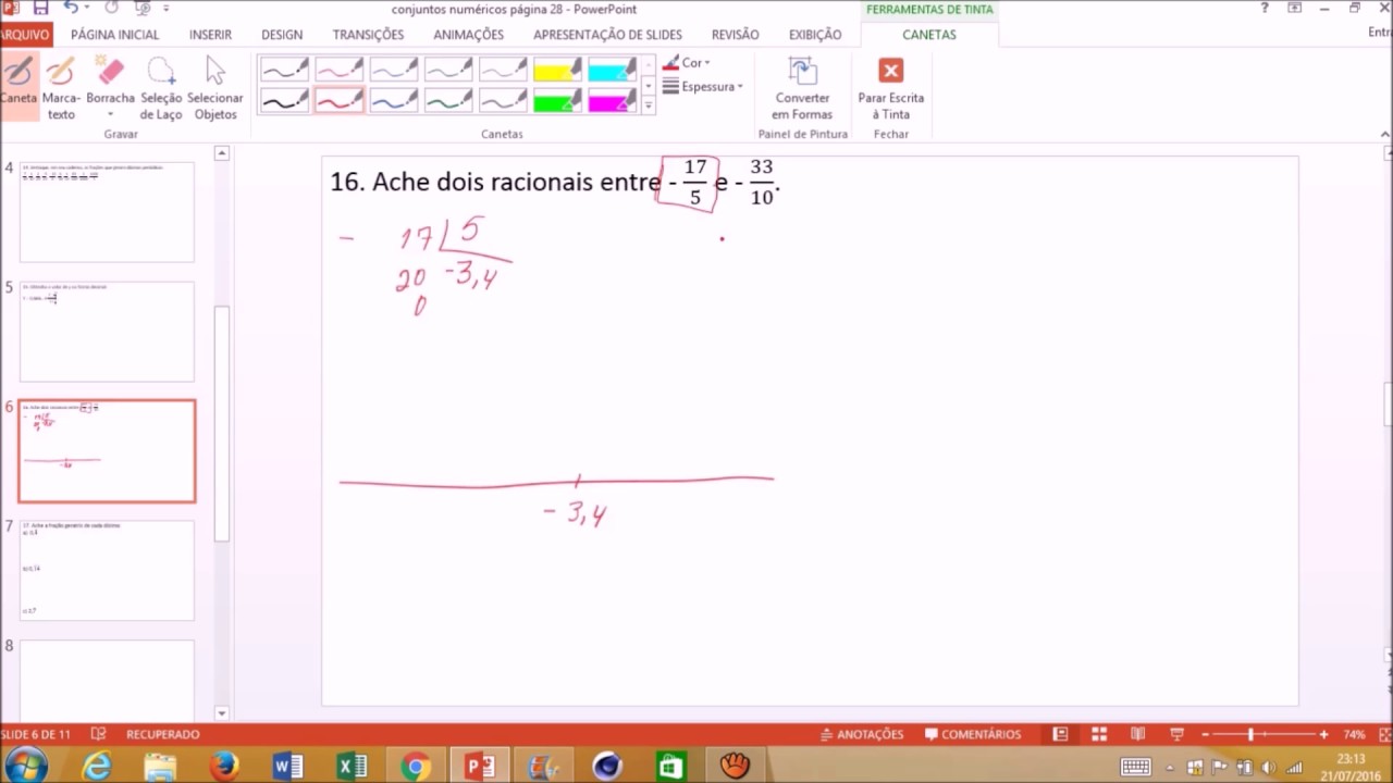#37 ESCREVER DOIS NÚMEROS ENTRE -17/5 e -33/10 - YouTube