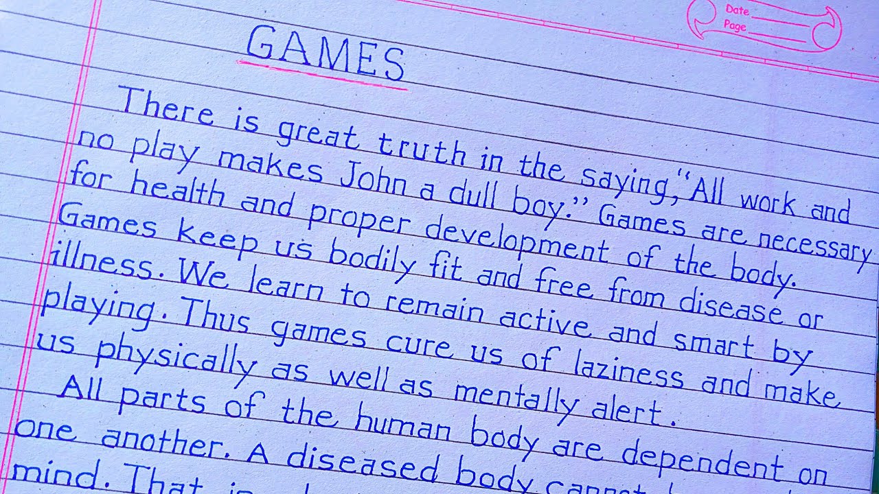 Games Essay in English || paragraph in English || write about games ...