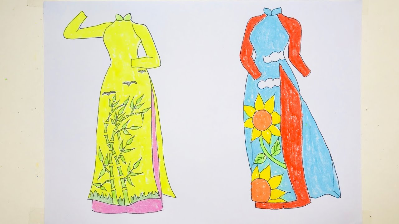 VẼ ÁO DÀI TRUYỀN THỐNG VIỆT NAM PHẦN 3 | draw Vietnamese traditional ...