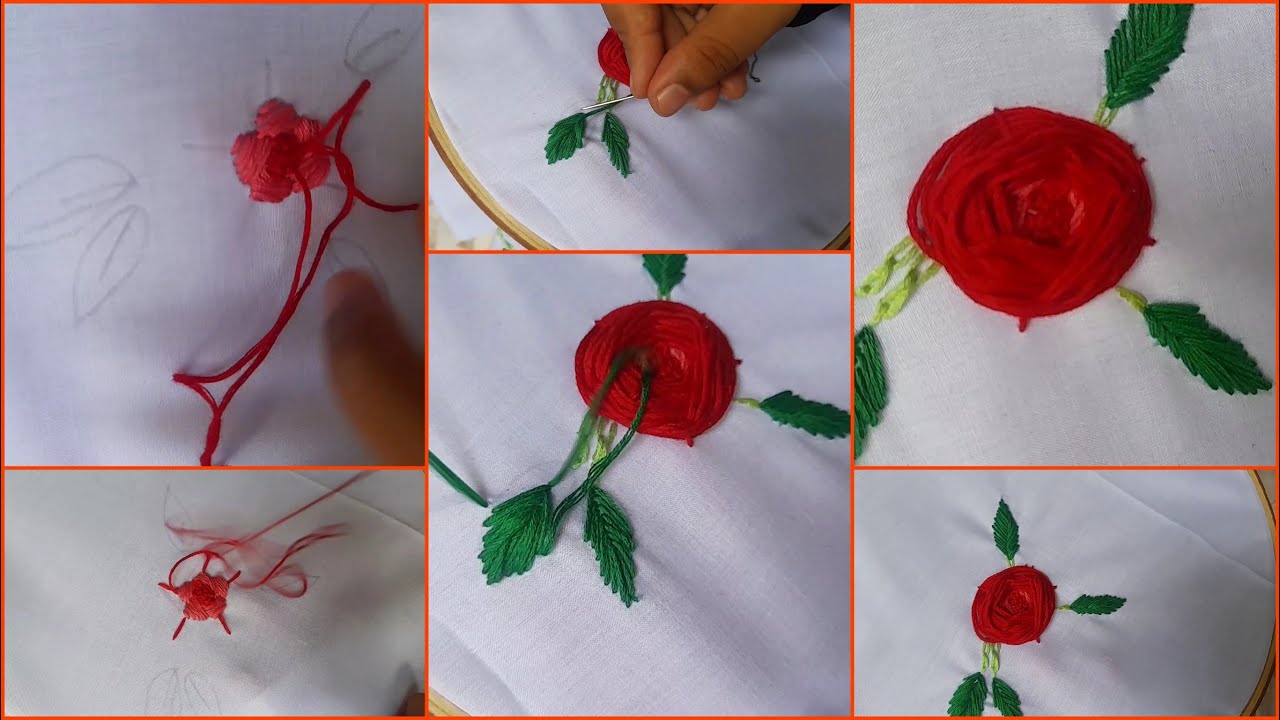 cara menyulam bunga mawar - YouTube