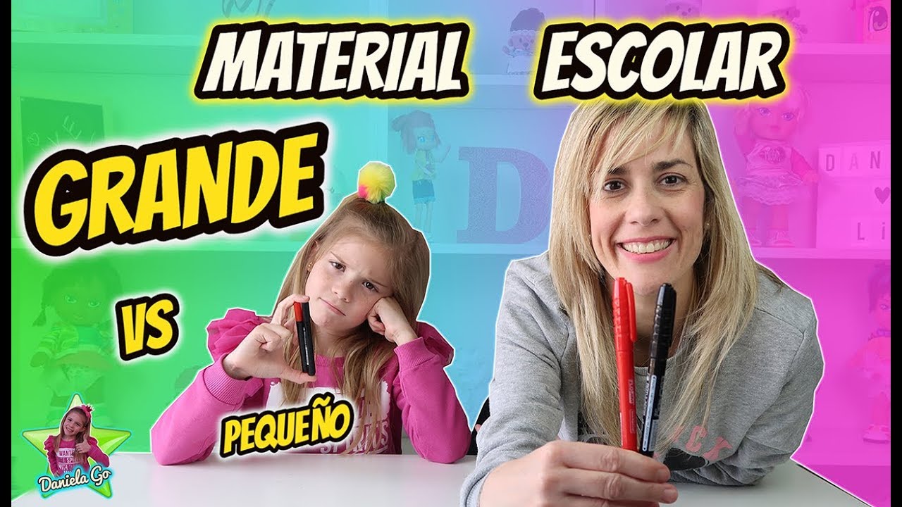 MATERIAL ESCOLAR GRANDE VS PEQUEÑO CHALLENGE!! Útiles Escolares Vuelta ...