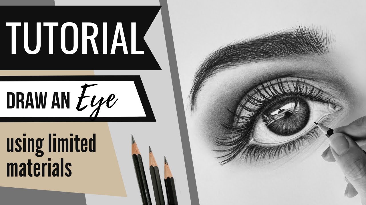 HOW TO DRAW a Realistic Eye | Step by Step | Using limited materials ...