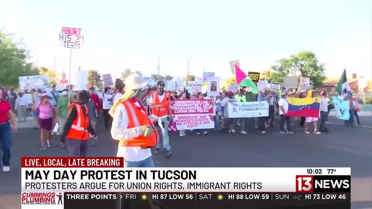 Hundreds attend May Day protest in Tucson - YouTube