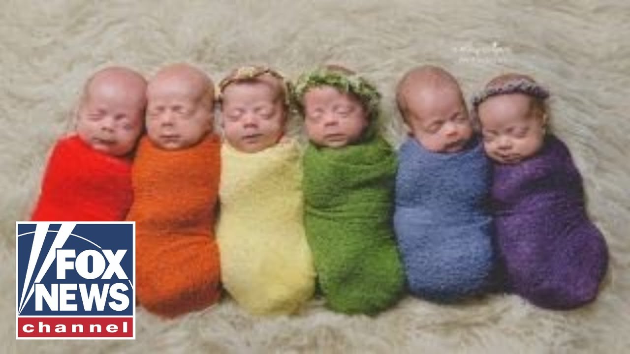 Proud parents show off sextuplets in adorable photo shoot - YouTube