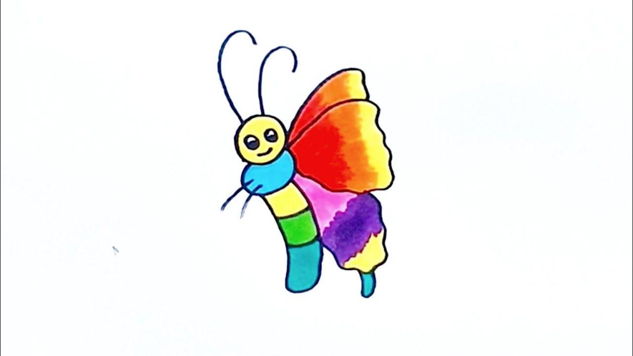 Rainbow Butterfly Drawing Tricks || How to Draw a Beautiful Butterfly ...