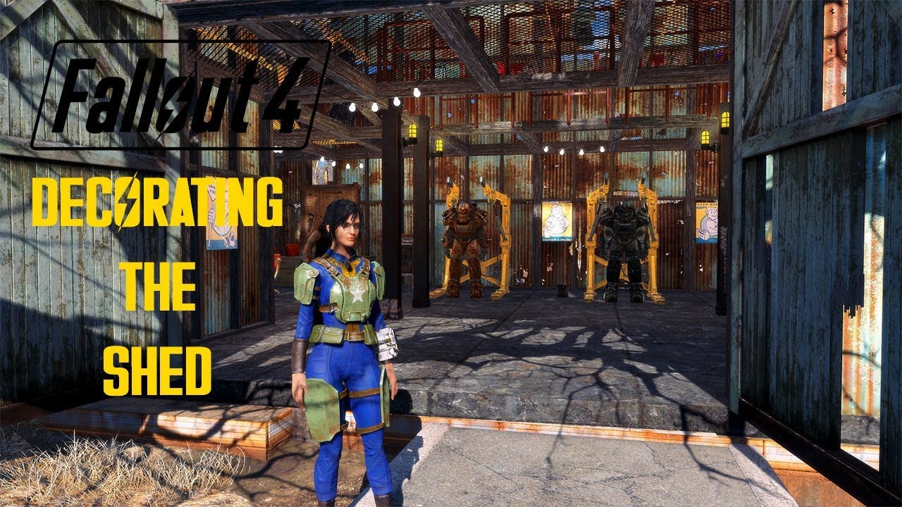 Fallout 4 Settlement Build | Power Armor Shed Part 2: Decorating The ...