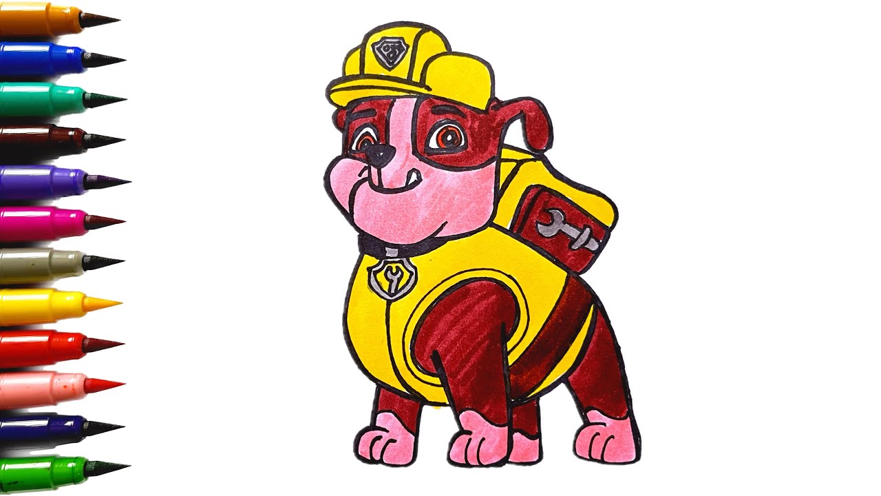 How to Draw Rubble from Paw Patrol | Paw Patrol Cartoon | Rubble from ...