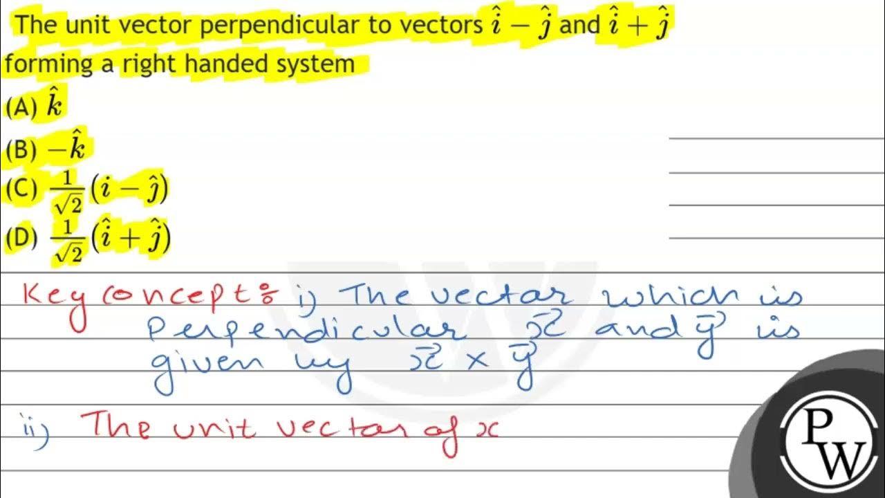 The unit vector perpendicular to vectors \( \hat{i}-\hat{j} \) and ...