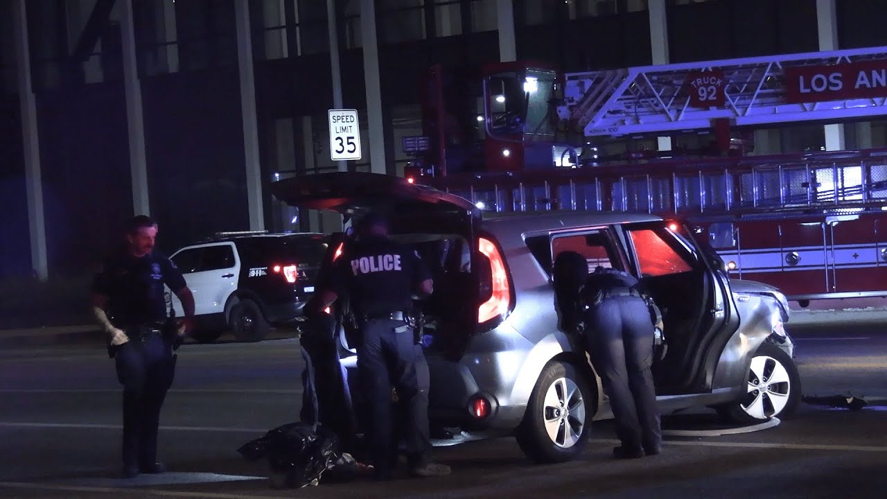 LAPD Pursuit Ends in Crash out of Venice - Los Angeles, CA - YouTube