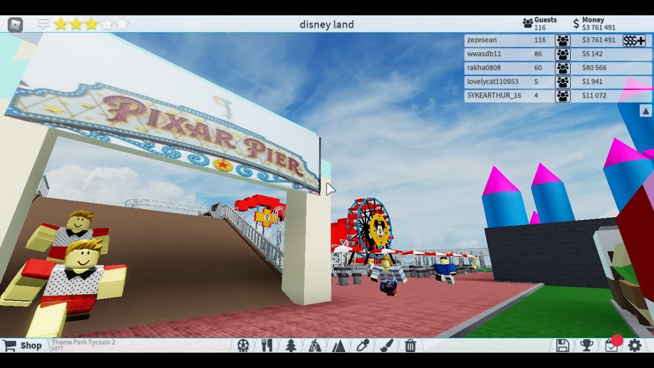 pixar pier in roblox made by my friend (theme park tycoon 2) - YouTube