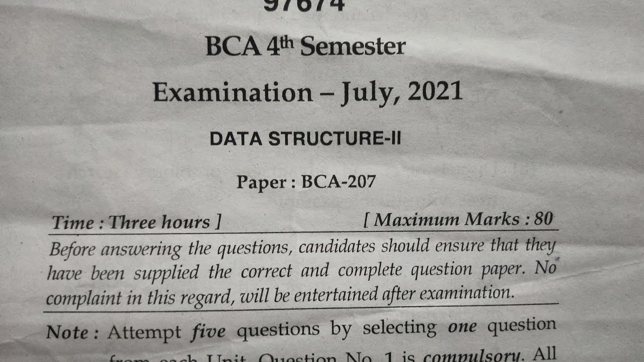 BCA 4th semester question paper| bca 4th semester final paper| July ...