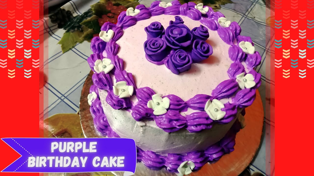 Simple purple birthday cake | Cake decoration idea | quick and easy ...