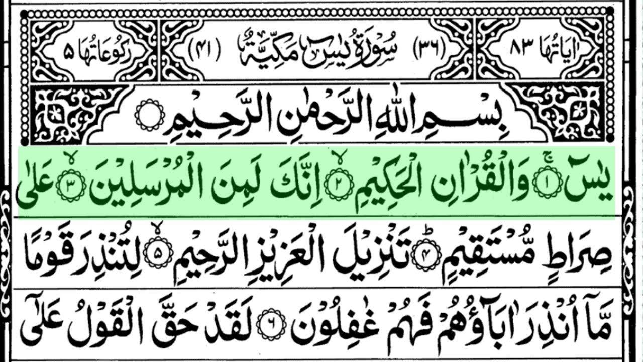 SURAH YEASIN || YEASIN || YEASIN SURAH || QURAN - YouTube
