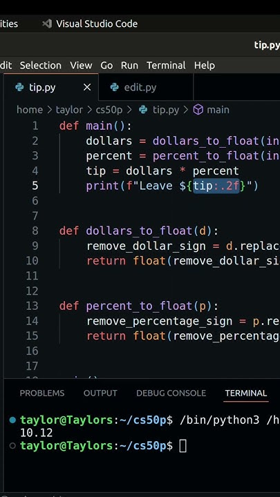 Cs50p Tip Calculator [ Shorts ] Coding Programming Python Youtube