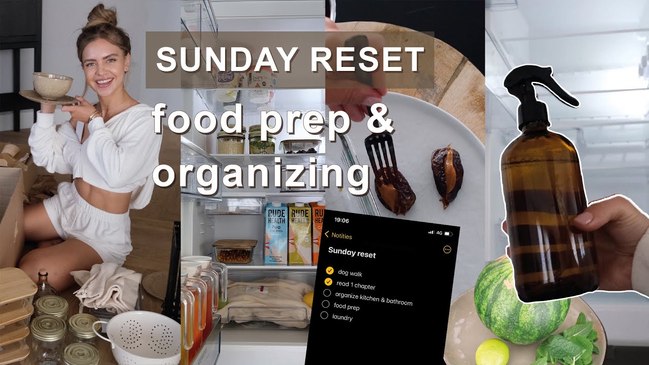 sunday routine: food prep and organizing my kitchen - YouTube