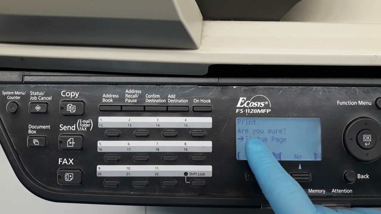 HOW TO PRINT SELF TEST PAGE ON KYOCERA ECOSYS FS-1128MFP - YouTube