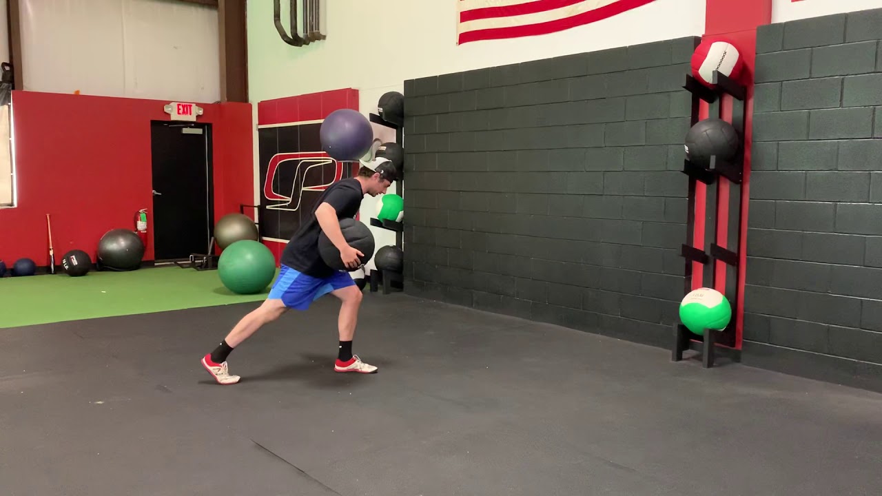 Split Stance Overhead Med-Ball Stomp to Floor - YouTube
