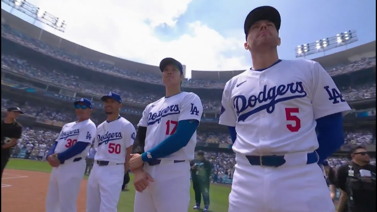 Dodgers 2024 Starting Lineups, National Anthem - YouTube