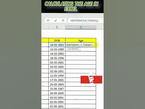 Calculating the Age in Excel #shortsvideo #shorts Excelformula #exceltips #exceltricks - YouTube