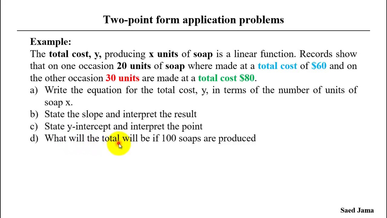 Two point form in business application, Be in statistics - YouTube