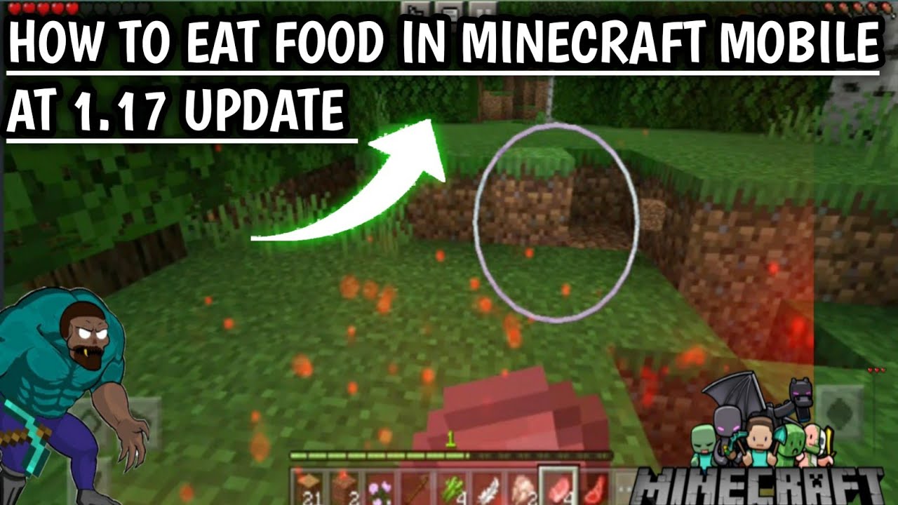 How to eat food in minecraft in mobile | at 1.17 update - YouTube