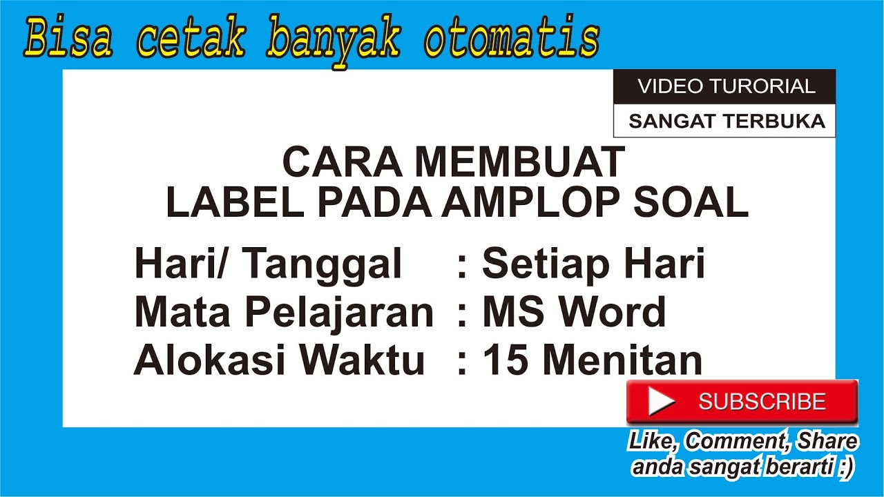 CARA MEMBUAT LABEL AMPLOP SOAL ULANGAN / UJIAN - YouTube