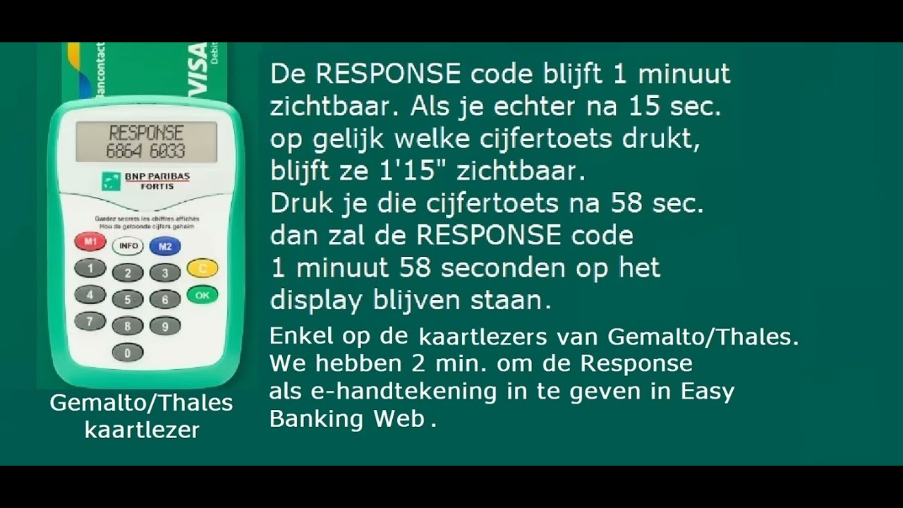 RESPONSE CODE LANGER TONEN OP KAARTLEZER BNP PARIBAS FORTIS 02 2024 ...