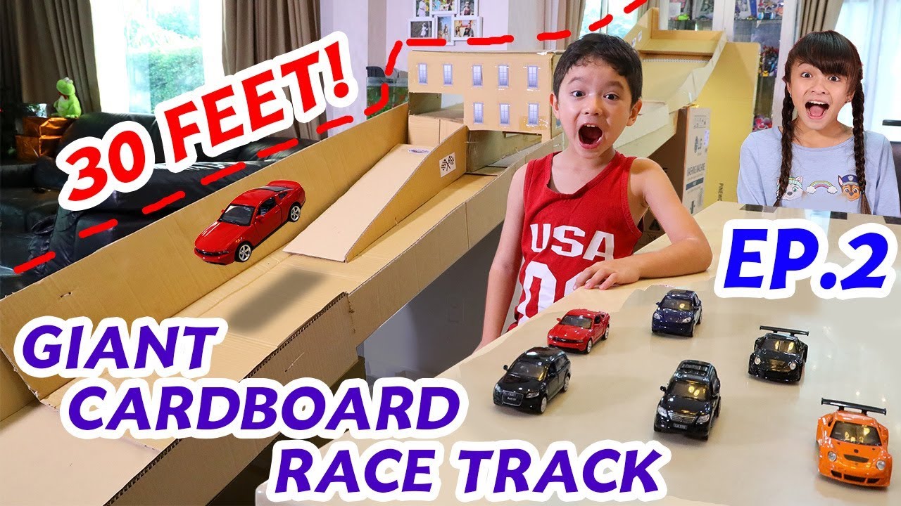 Giant Cardboard Race Track 2 - YouTube