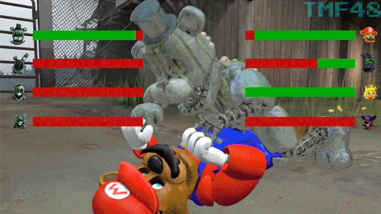 [SFM FNaF] Super Mario VS Drowned Animatronics WITH Healthbars - YouTube