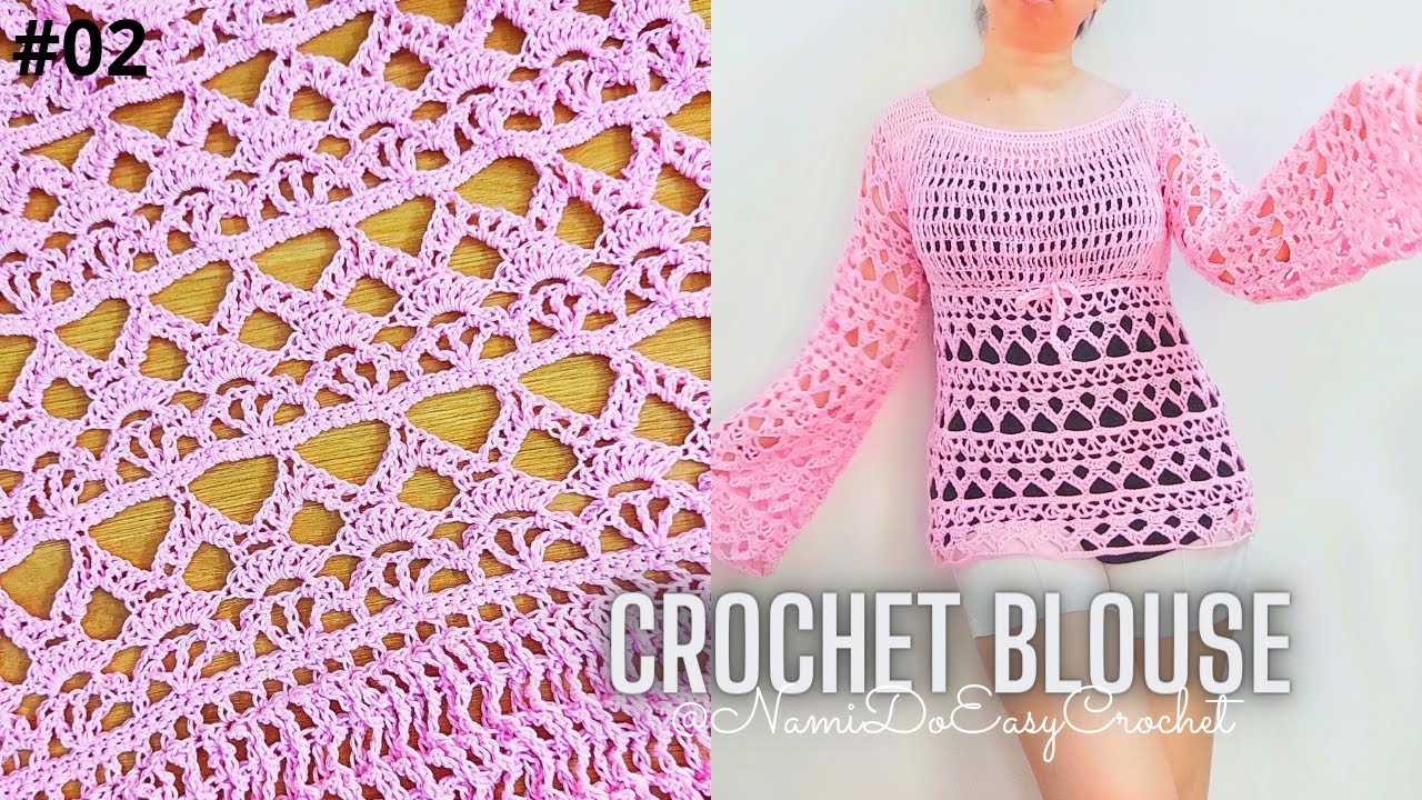 Easy Crochet Tutorial: Crochet long sleeves blouse (Part 2) #crochet # ...