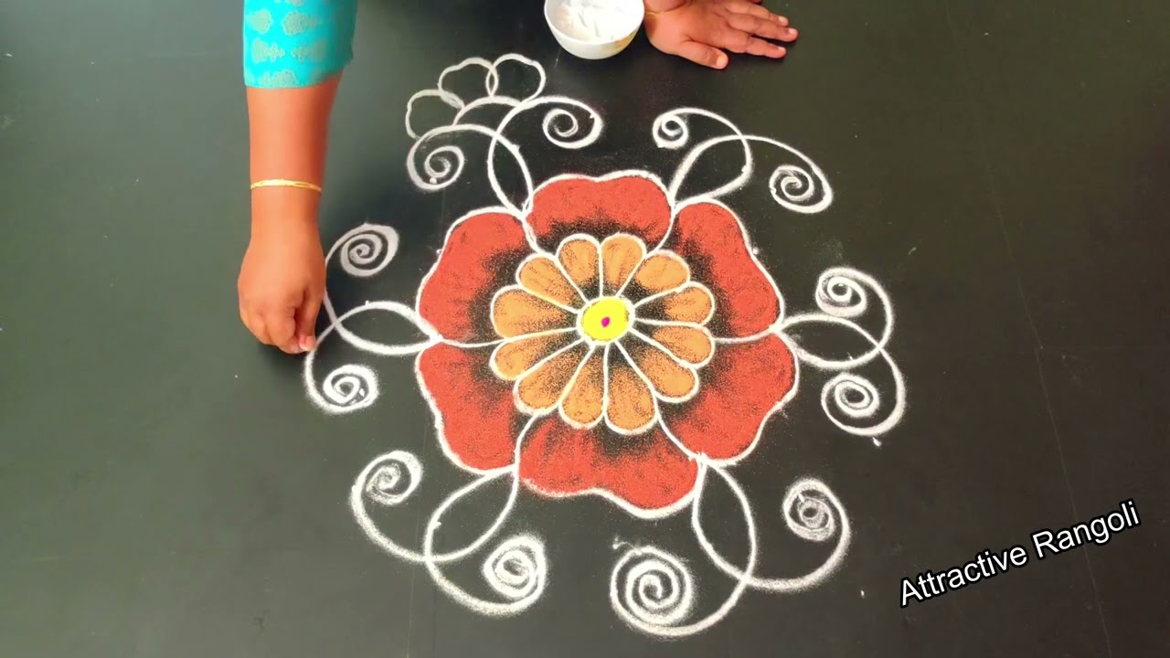Aadi madham special poo kolam | flower rangoli designs for beginners ...