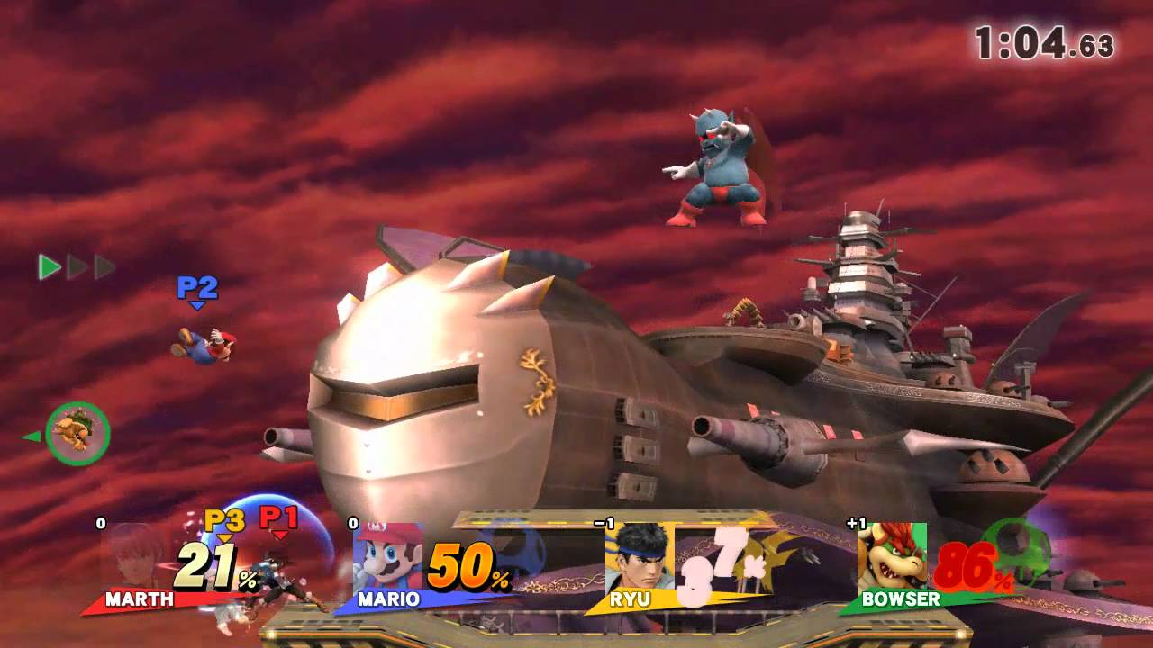 Super Smash Bros Wii U Online Battle Marth vs. Mario vs. Ryu vs. Bowser ...