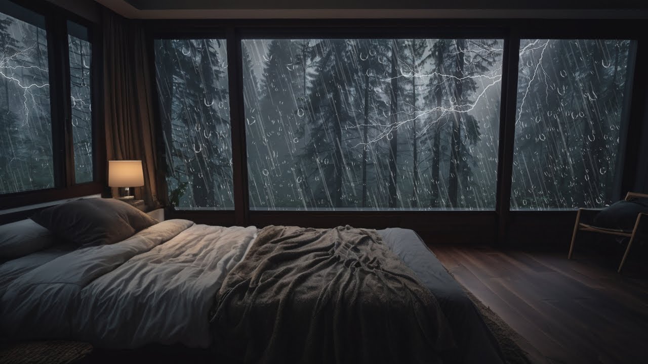 Sleep in Cozy Bedroom - Relaxing Rain Sounds For SLeeping and Thunder ...