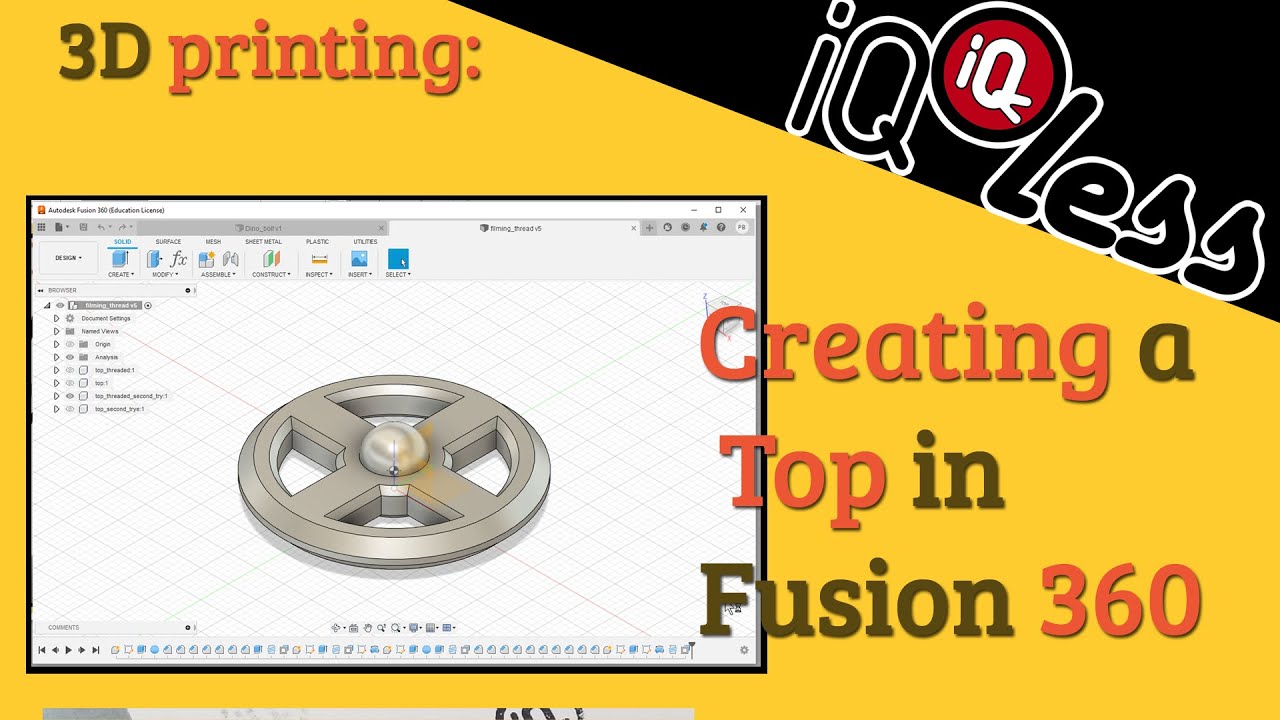 3D Printing: Creating a top in Fusion 360 - YouTube