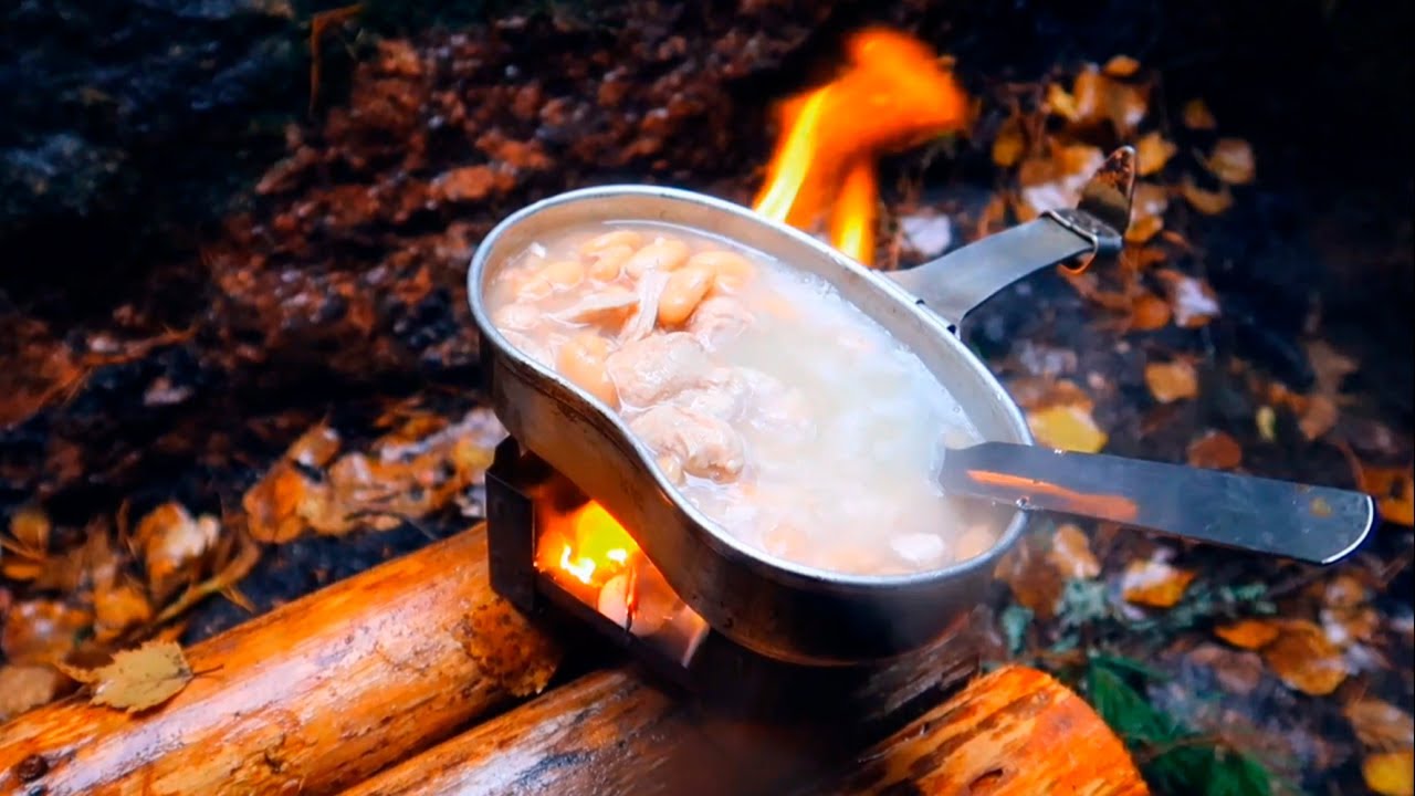 Camping in the Rain,Forest Shelter in Cave,Bushcraft Fireplace for ...