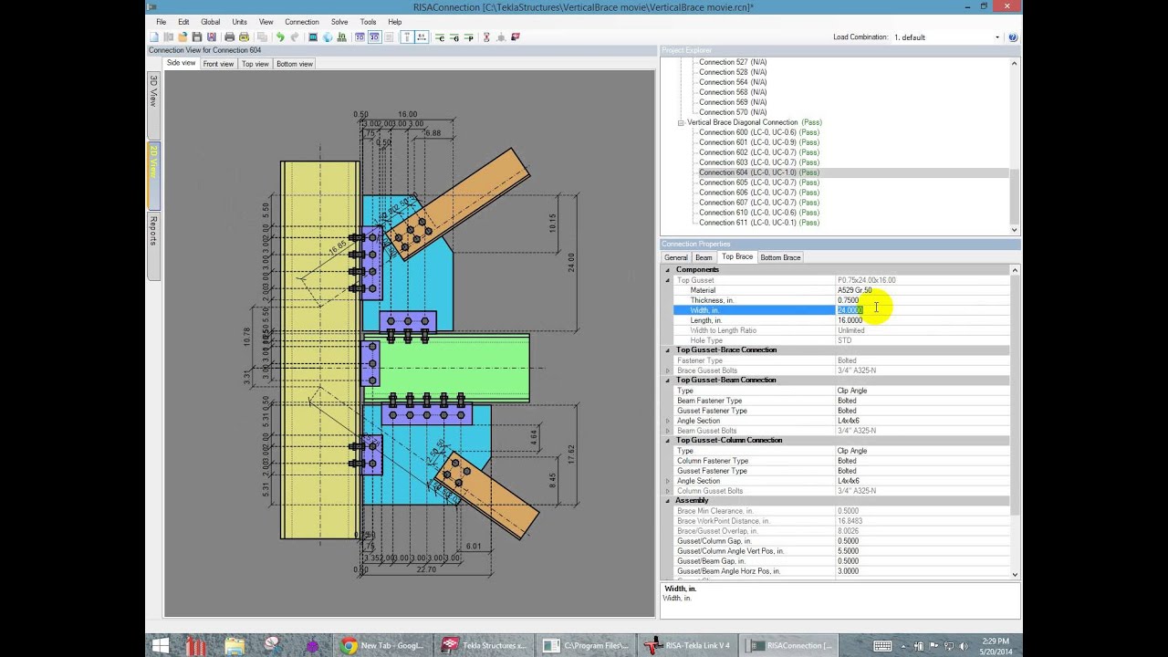Vertical Braces in RISA-Tekla Link - YouTube