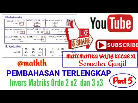 INVERS MATRIKS ORDO 2 x 2 dan 3 x 3 Pembahasan paling lengkap. - YouTube