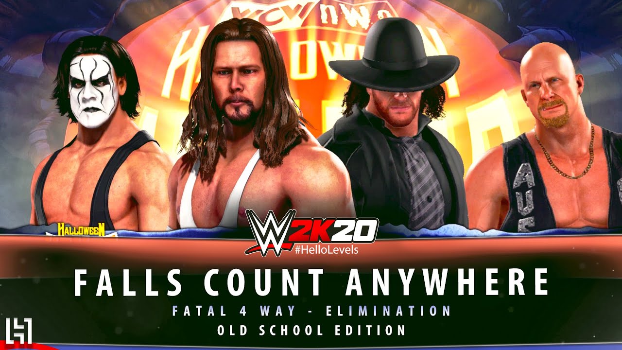 WWE 2K20 Falls Count Anywhere FATAL 4 WAY Elimination Match Gameplay ...
