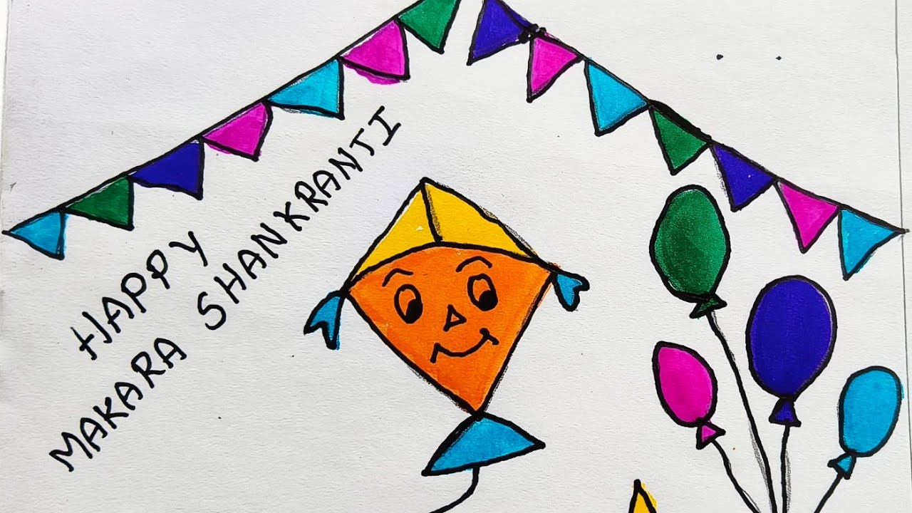 Makara Sankranti Drawing step by step for beginners| Monali's Drawing ...