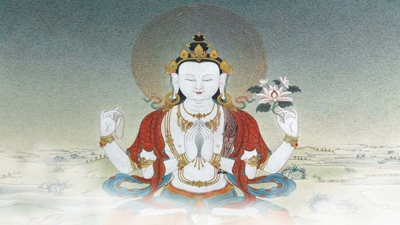 Mani monlam Buddhist practice mantra "Om Mani Padme Hum" as a wish-path ...
