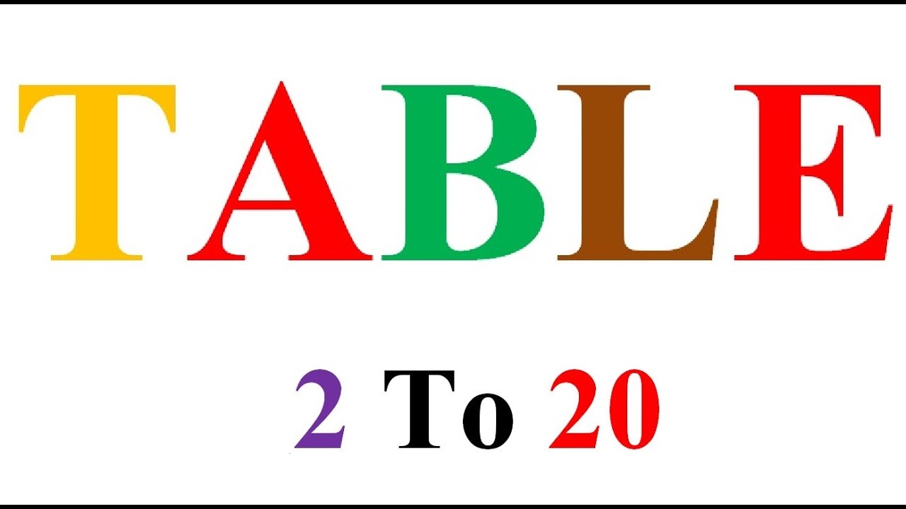 Table of 2 to 20, Table of two to twenty, 2 se 20 tak table do se bees ...