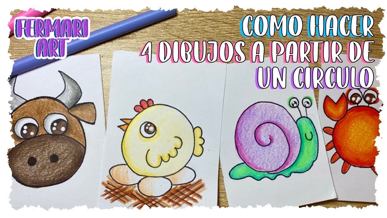 DIBUJOS FÁCILES A PARTIR DE UN CÍRCULO | 4 IDEAS - YouTube