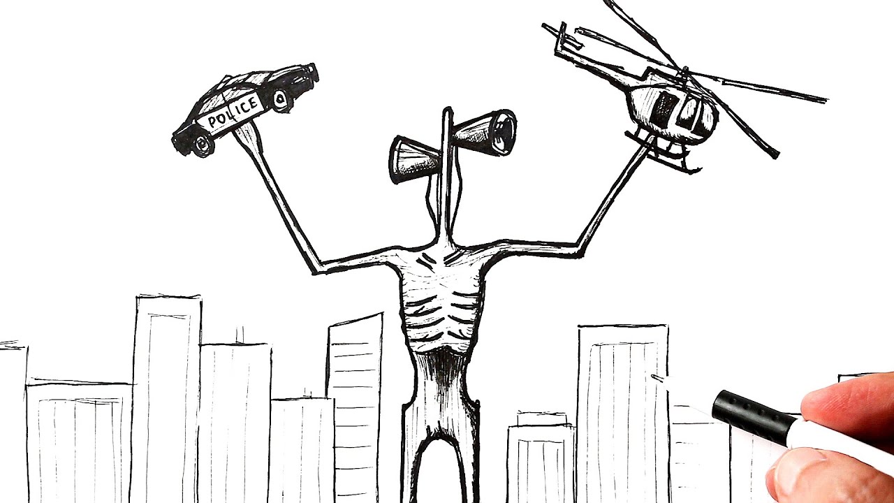 How to draw a Siren Head attacking Police @EhedovElnur - YouTube