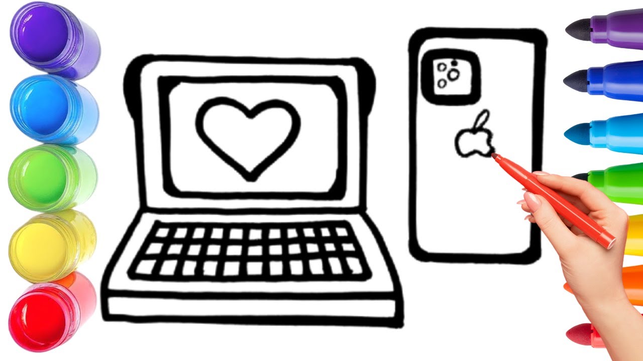How To Draw computer and i phone Drawing, Painting & Coloring For Kids ...