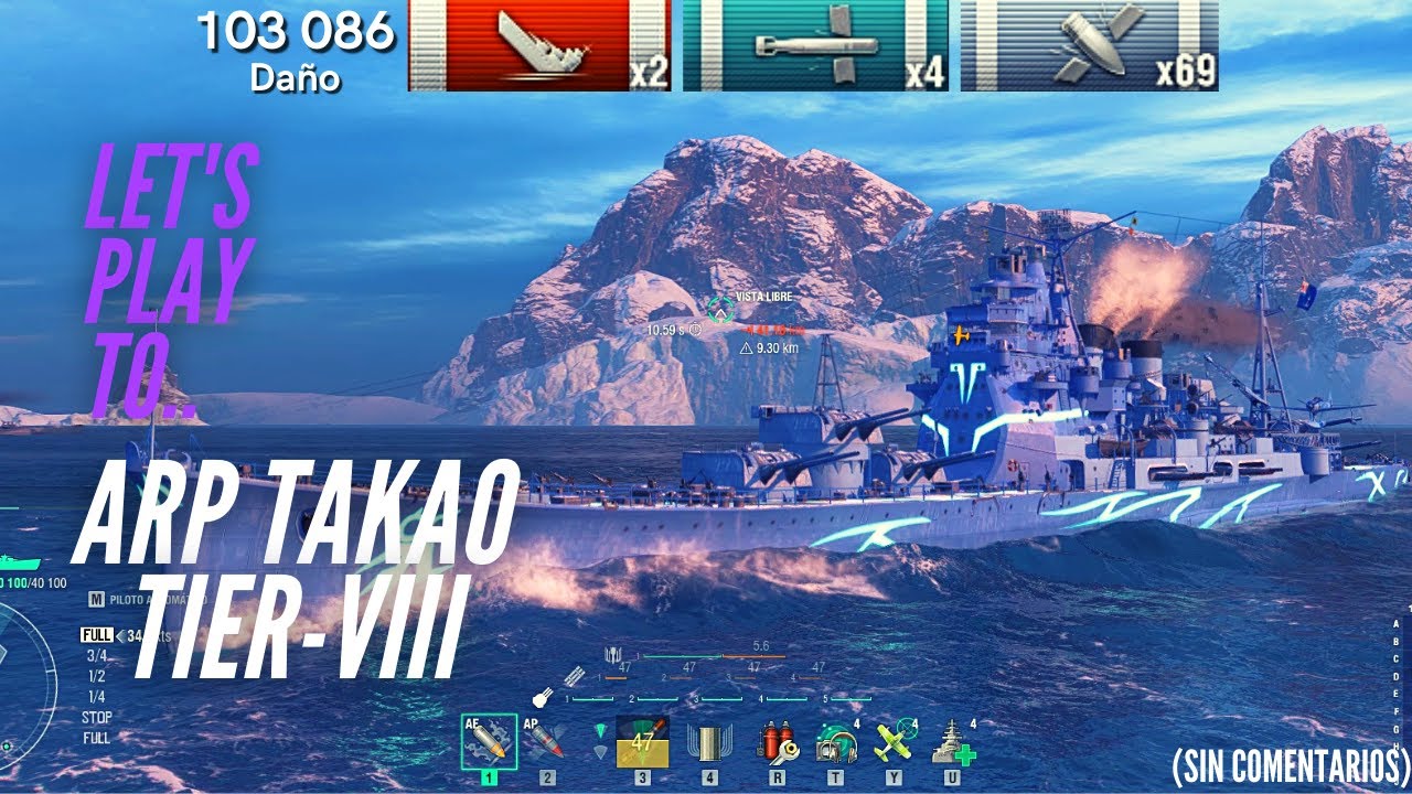 World Of Warships crucero premium ARP Takao: 103k de daño, 2kills y 4 ...