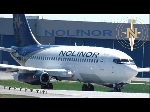 Nolinor 737-200 (B732) landing, taxiing & departing YUL on 24L - YouTube
