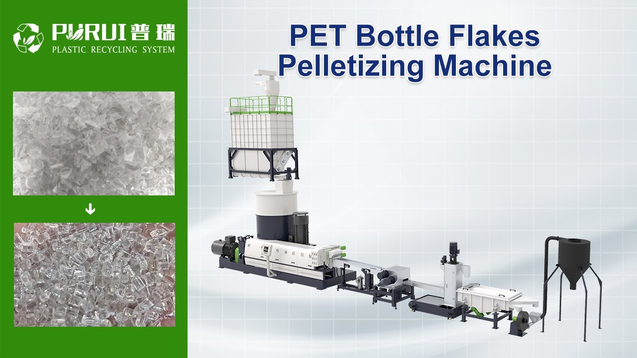PET Bottle Flakes Pelletizing Machine, Doublediscs Single Screw Plastic ...