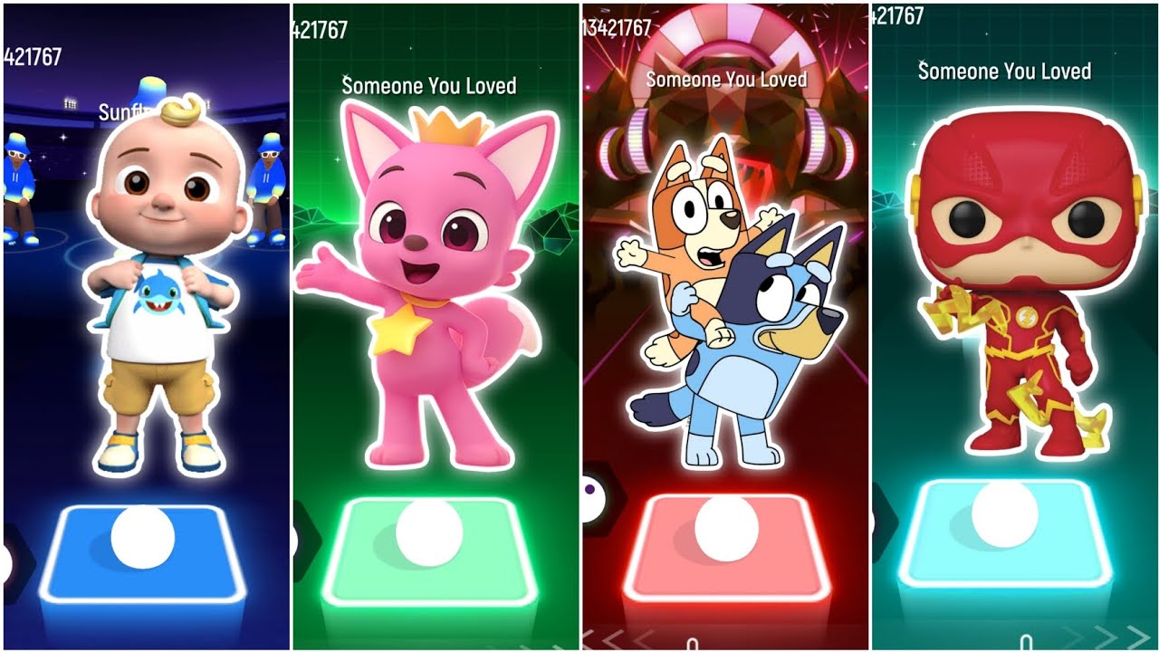 Cocomelon 🆚 Pinkfong 🆚 Bluey Bingo 🆚 Funko Pop Marvel | Cocomelon Tiles ...